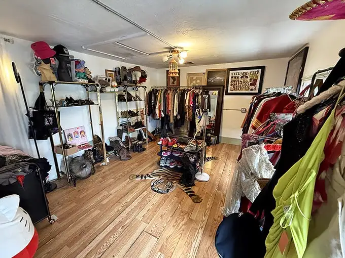 Fashion archaeology at its finest—each rack a timeline of trends where yesterday's splurges become today's affordable style statements.