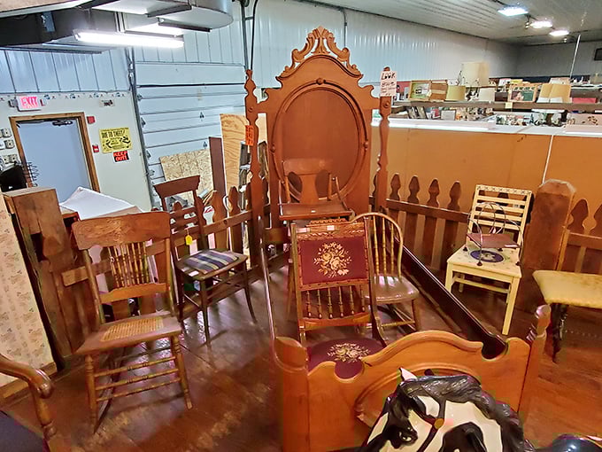 A Victorian furniture gathering that looks like it's waiting for Teddy Roosevelt to arrive for tea and political discussion.