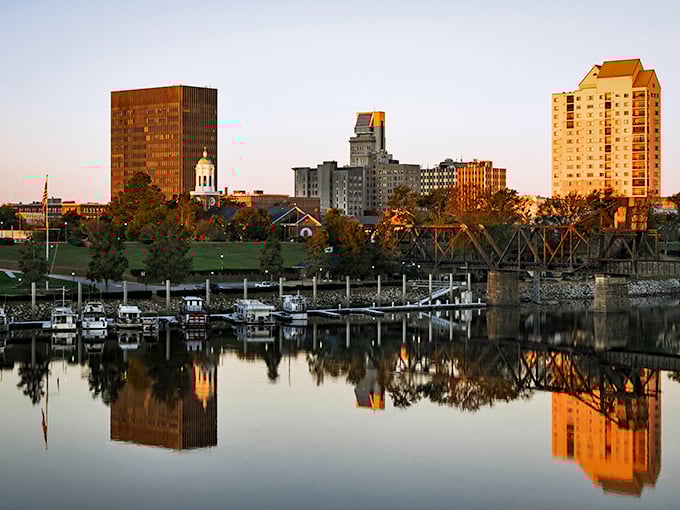 Augusta's waterfront reflects both city buildings and smart retirement planning in its peaceful ripples.