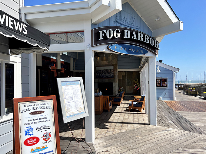 Fog Harbor's lighthouse facade is your signal that extraordinary seafood awaits. This Pier 39 gem rises above typical tourist fare with ocean-fresh delights.