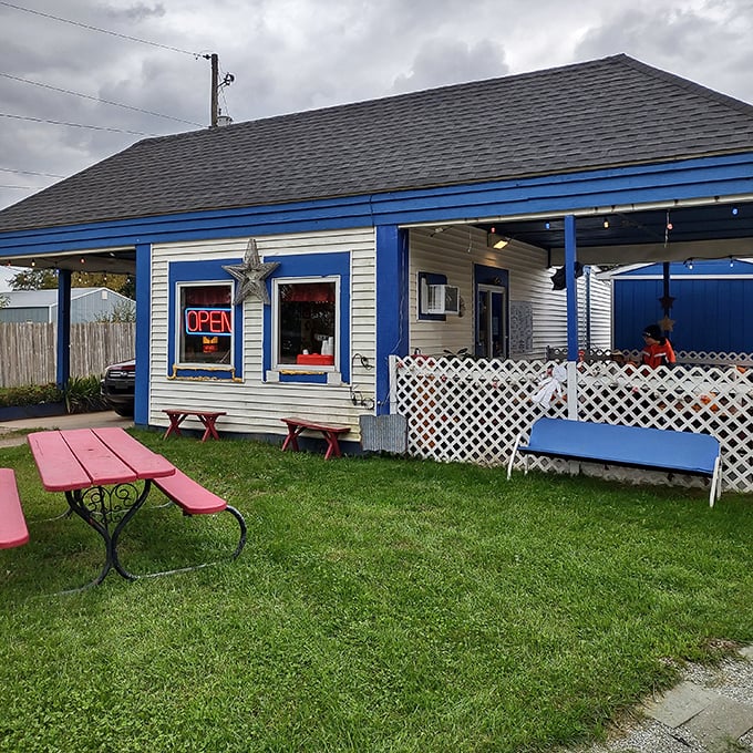 Laura's Little Burger Joint's blue cottage looks like it should be selling ice cream, but those burgers are the real summer treat.