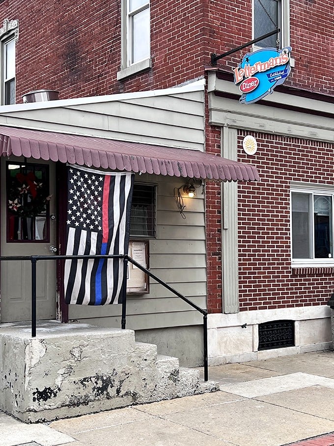 Letterman's blue neon sign glows like a lighthouse for the breakfast-starved, guiding Kutztown's hungry masses to omelets that defy the laws of physics.