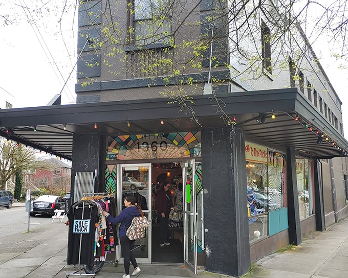 Magpie's artsy corner entrance, complete with stained glass details, hints at the creative wonders waiting inside.