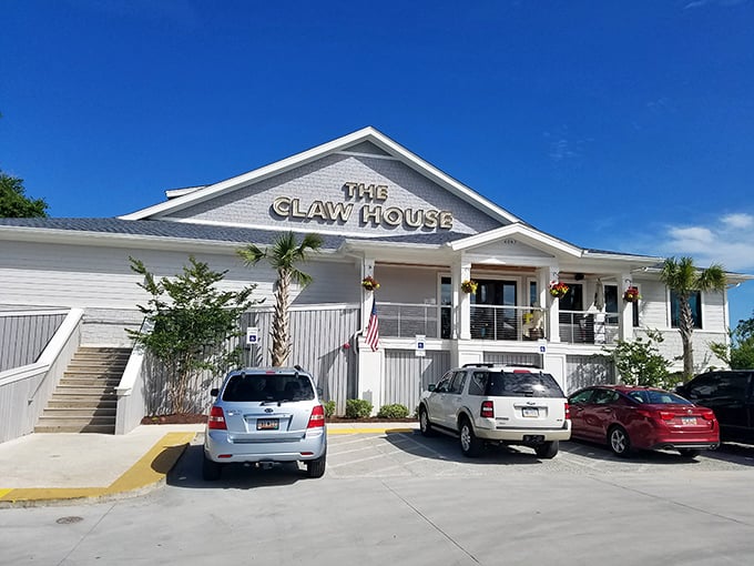 The Claw House stands pristine against Carolina blue skies, promising lobster rolls that would make a New Englander jealous.