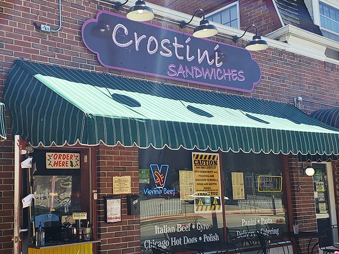 Those green awnings at Crostini shelter sandwich perfection from the elements. A neighborhood gem hiding in plain sight.