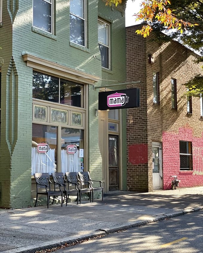 Three chairs outside for when you need to sit down and contemplate the life-changing chicken you just experienced.