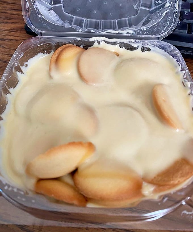 Banana pudding with vanilla wafers—the dessert equivalent of a warm hug from someone who genuinely likes you. Simple, honest, transcendent.