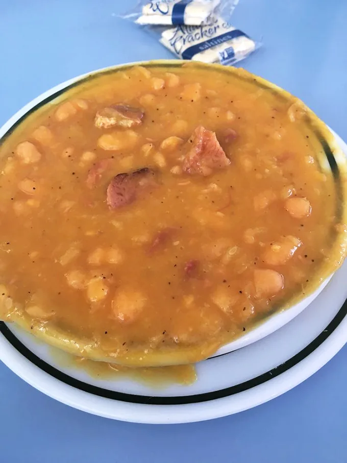Bean soup with chunks of ham that could make a vegetarian question their life choices. Simple, hearty, and unapologetically delicious.