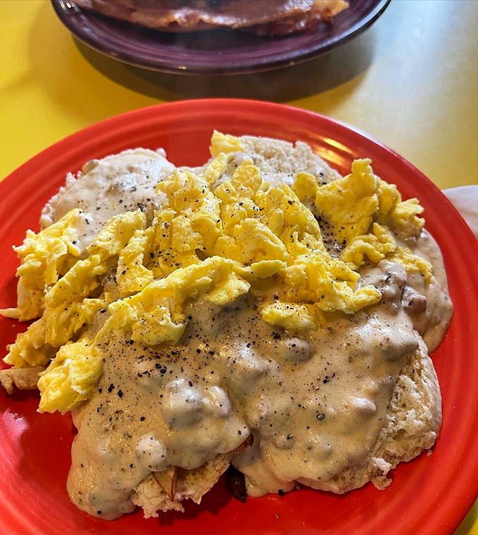 The biscuits and gravy here aren't just a dish—they're an argument against every fancy brunch you've ever overpaid for.