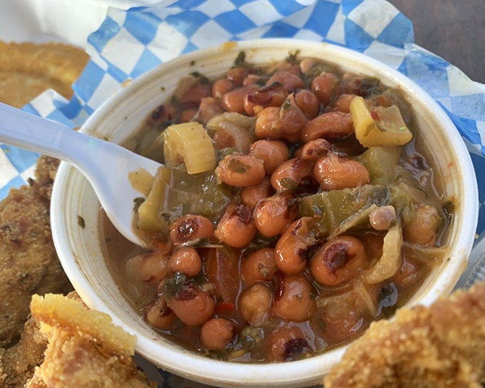 Black-eyed peas that have clearly been introduced to all the right seasonings. Not just a side dish—they're the main event's worthy partner.