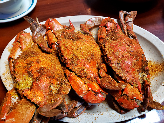 These seasoned blue crabs aren't just dinner—they're a full-contact sport that rewards persistence with sweet, succulent meat.