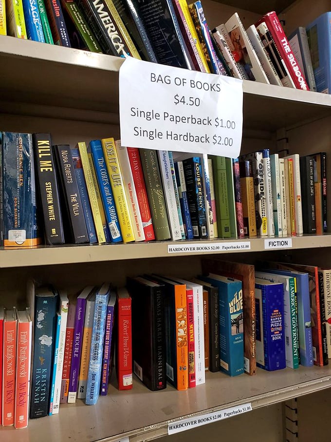 A bibliophile's dream at Depression-era prices—where hardcovers cost less than the coffee you'll spill on them while reading.
