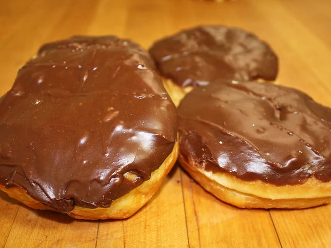 Chocolate-topped donuts that don't mess around. That's not just icing—it's a commitment to excellence that puts chain shops to shame.