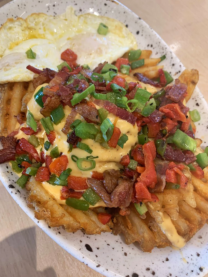 Breakfast nachos that make you question why you ever limited nachos to just afternoon and evening consumption.