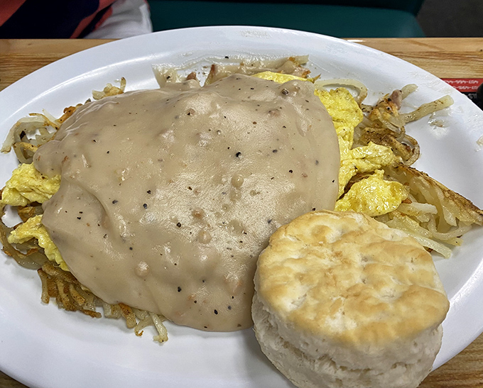 When gravy meets eggs and biscuits, magic happens. This breakfast platter doesn't just feed your body—it nourishes your Florida soul.