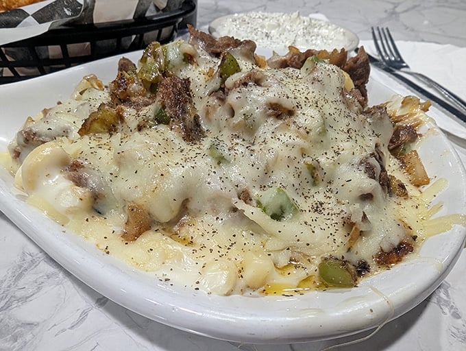 Where breakfast meets innovation – a hearty morning feast loaded with savory promise. The kind of plate that ruins diets and creates memories.