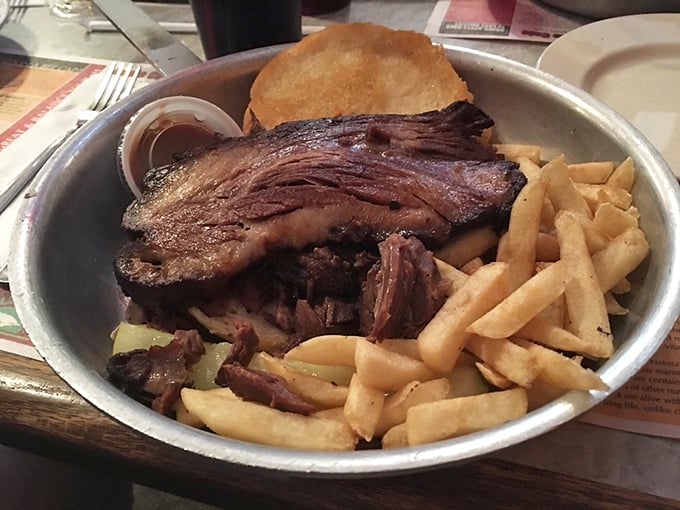 Behold the brisket—tender, smoky, and served without pretension. This is meat that doesn't need a fancy introduction.