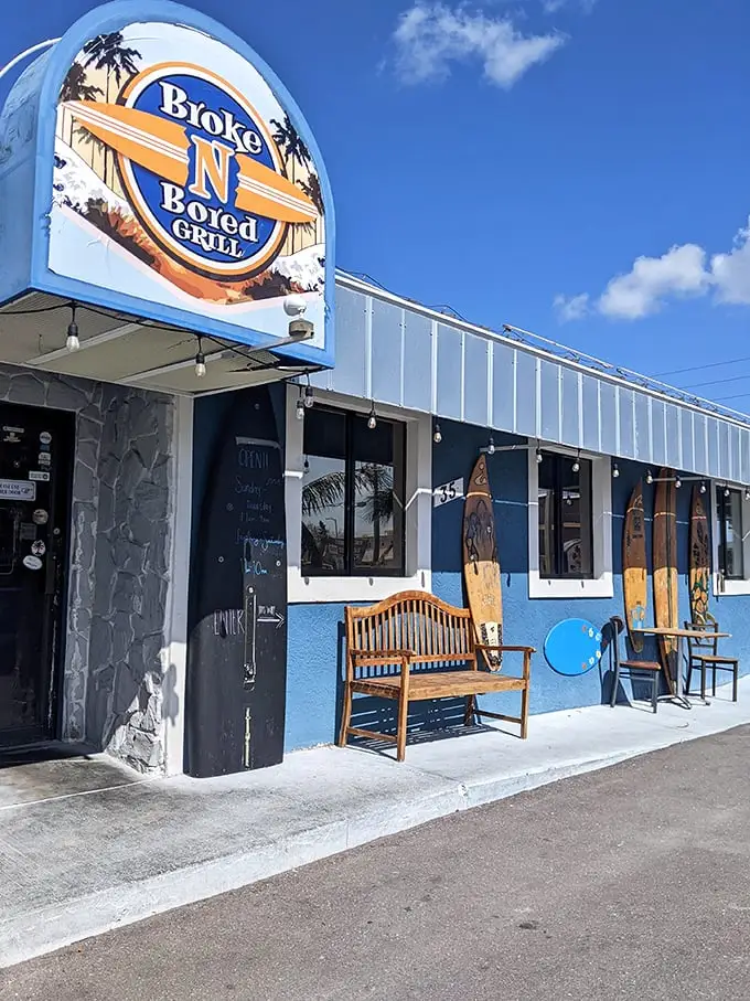 The aptly named Broke N Bored Grill captures the area's laid-back vibe perfectly – a place where your wallet stays fat while your stomach gets happy.