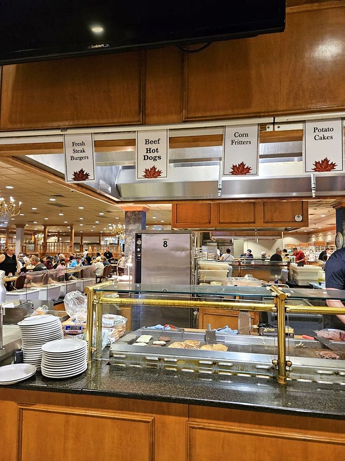 The buffet station – where dreams are made and belt notches are conquered. Choose wisely, but remember: second trips are encouraged.