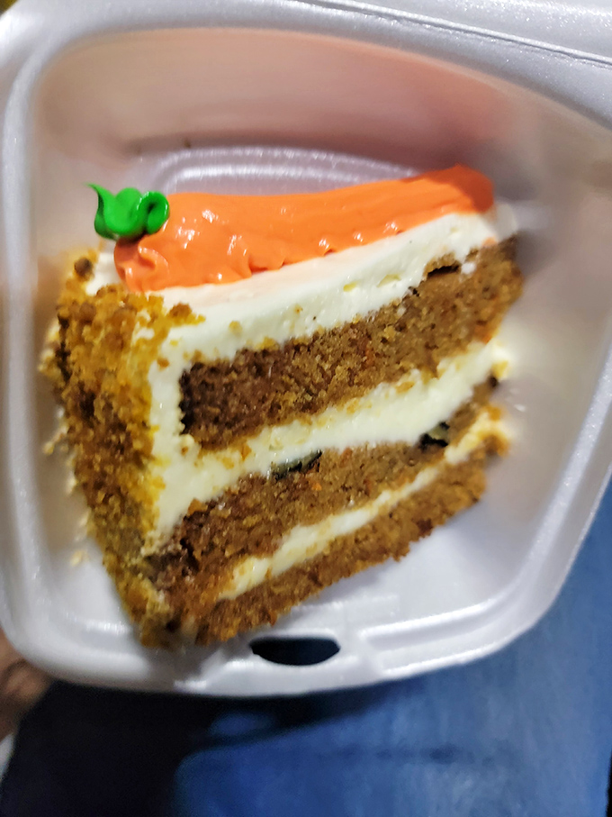 Carrot cake that makes vegetables count as dessert. Those layers of cream cheese frosting are the stuff of sweet dreams.