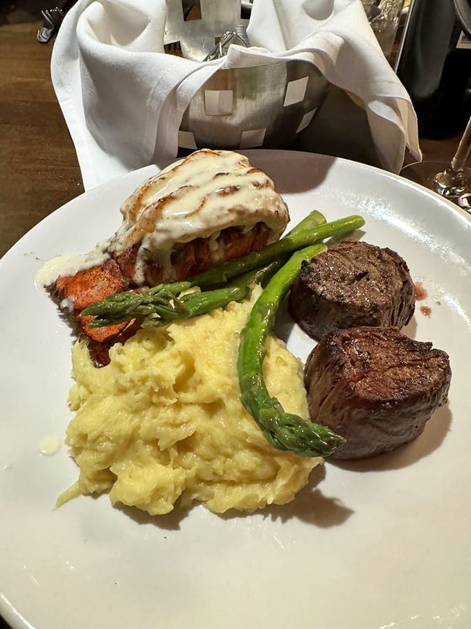 Surf meets turf in this elegant alliance of steak medallions and jumbo shrimp—like the Avengers of your dinner plate, but with better sauce.