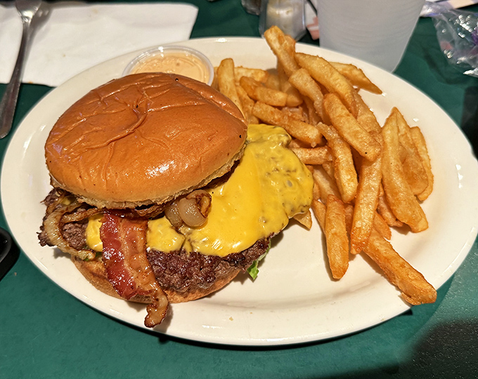 The classic American burger gets the Baltimore treatment with perfectly crisp fries—comfort food that speaks a universal language.