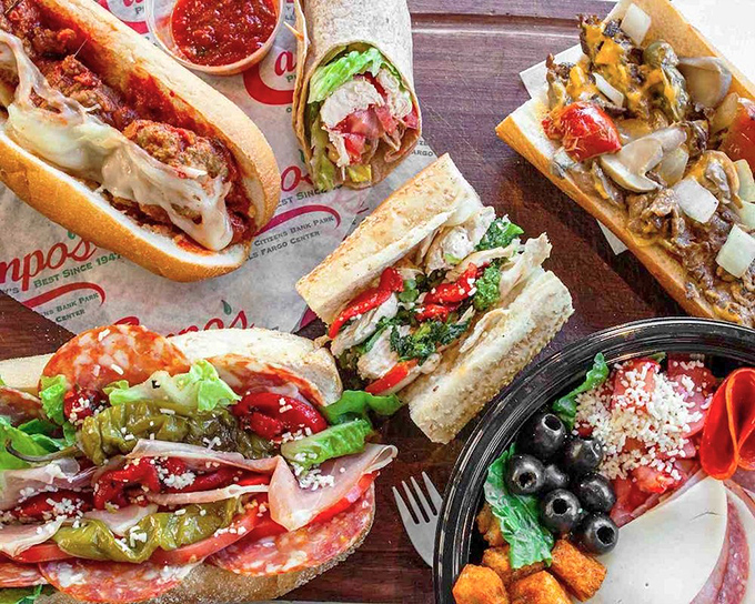 The vintage Campo's sign proudly announces decades of sandwich mastery – in Philadelphia, longevity isn't given, it's earned one cheesesteak at a time.