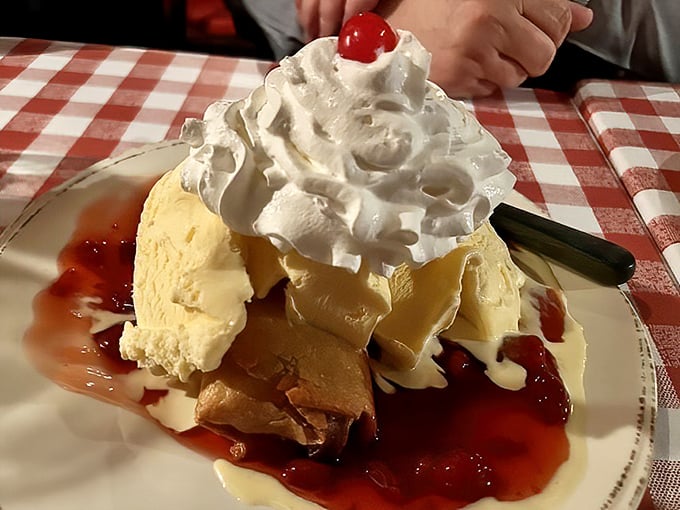 This cherry-topped dessert isn't just a sweet ending—it's the kind of finale that makes you applaud with your taste buds.