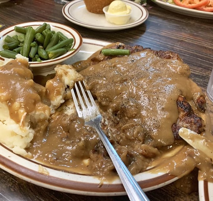Chicken fried steak that's practically a California landmark—if landmarks could be smothered in country gravy and make you need a nap afterward.