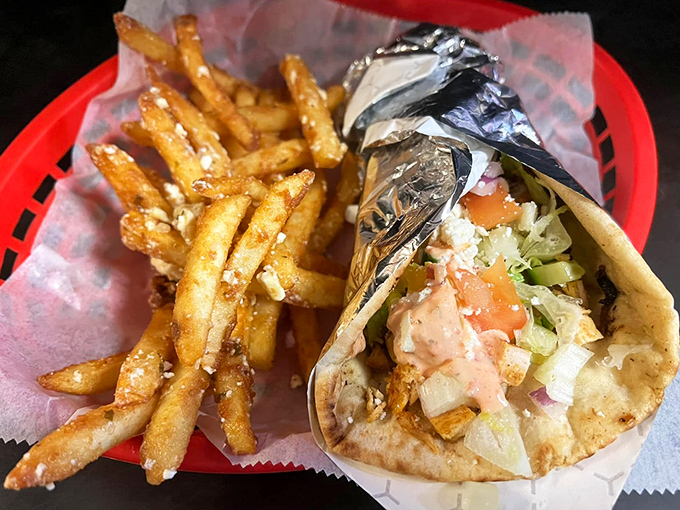 A gyro so loaded, you'll need a strategy and possibly a bib to conquer it.
