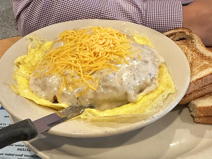 Behold the gravy-smothered masterpiece that laughs in the face of diet culture—comfort food that's worth every delicious calorie.