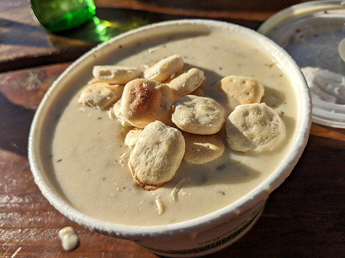 Clam chowder that actually tastes like the ocean, not just cream and flour. Those tender clams aren't hiding—they're the stars of this comforting bowl.