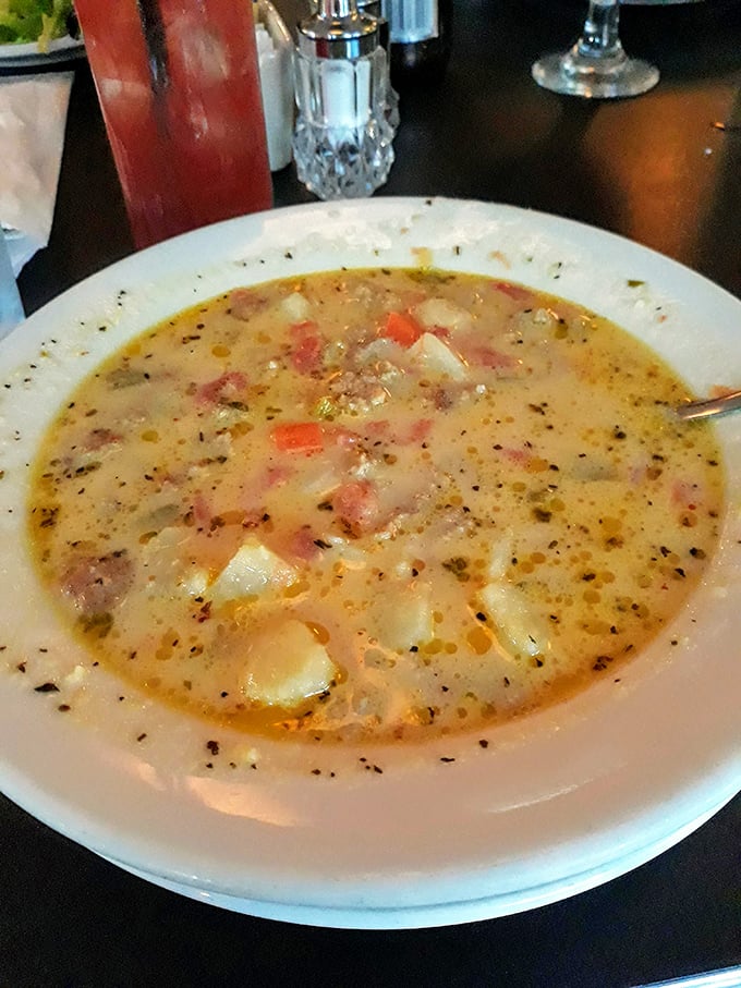 Comfort in a bowl—this hearty soup looks like it could cure anything from a cold to a bad day at the office.