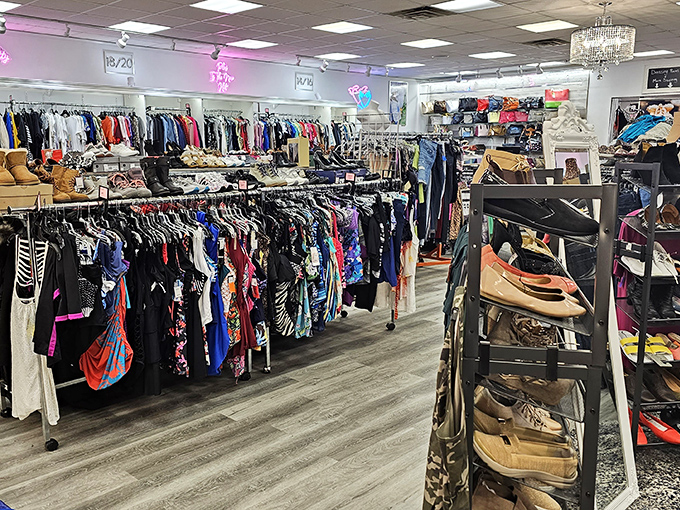 The mothership of fashion finds – where clothing, shoes, and accessories live together in perfect harmony like a stylish Brady Bunch.