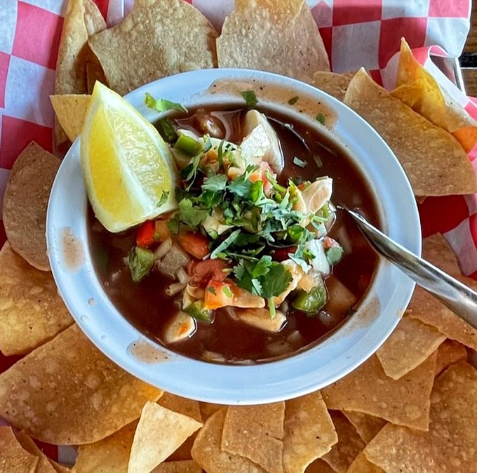 Fresh conch ceviche swimming in citrus and herbs – it's like the ocean decided to throw its own party.