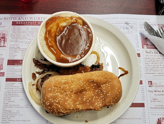 Country fried steak smothered in gravy, proving that some comfort foods never go out of style.
