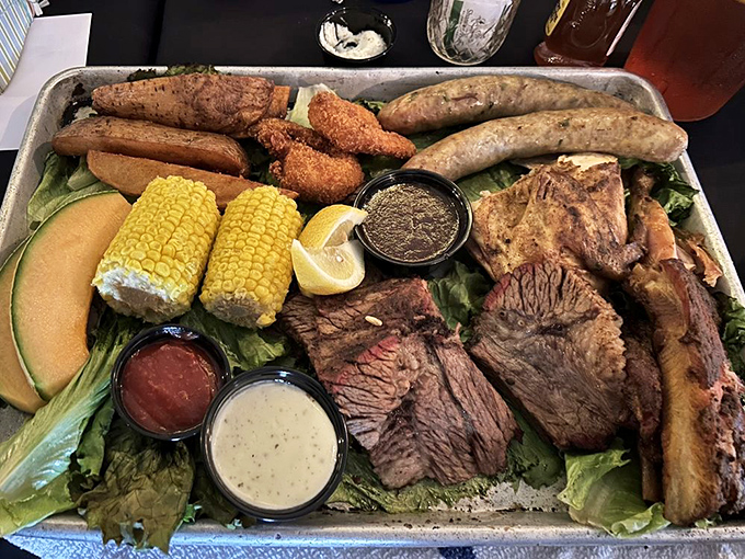 The Cowboy Platter isn't just a meal—it's a declaration of intent. Come hungry, leave with a newfound respect for Western hospitality and elastic waistbands.