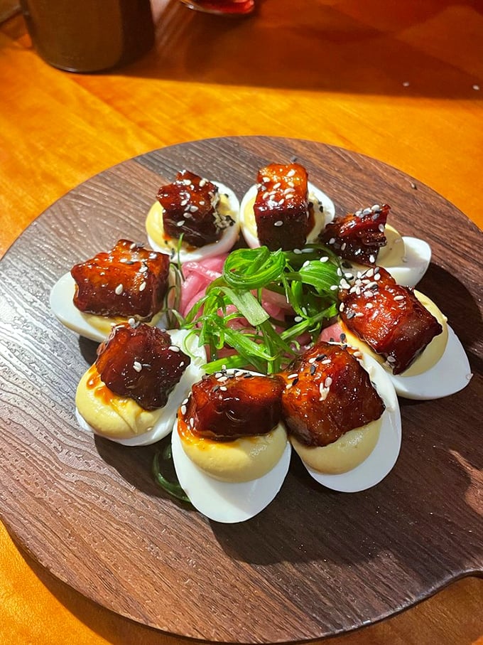 These aren't your grandmother's deviled eggs – unless your grandmother was secretly a five-star chef with a flair for the dramatic.