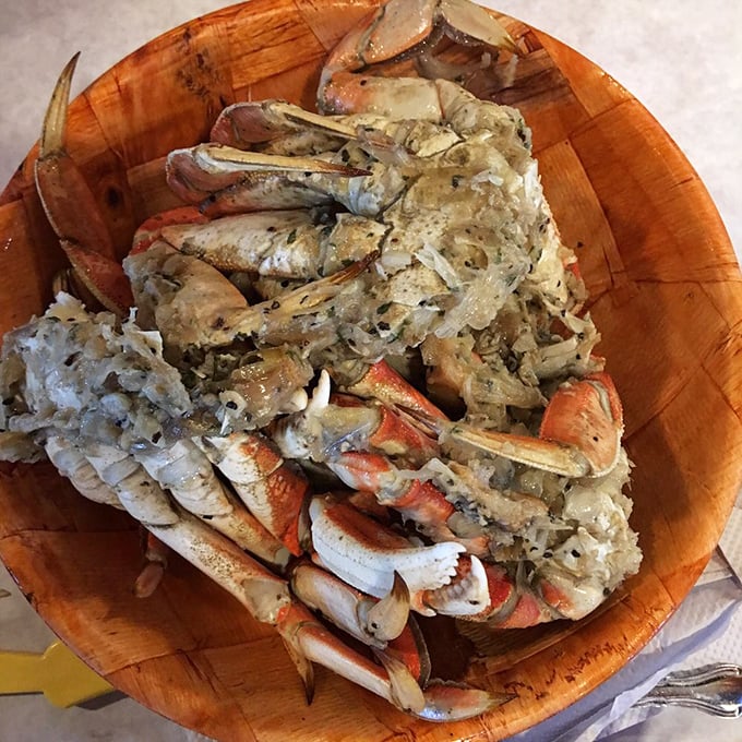 Garlic crab that's worth the mess—like Jackson Pollock painted a masterpiece, but with butter and garlic instead of paint.
