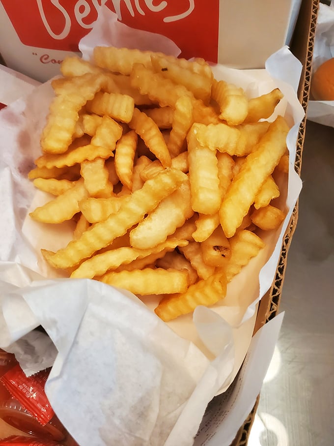 These aren't just any fries—they're the supporting actors that deserve their own Oscar. Perfectly crisp, golden waves of potato bliss.