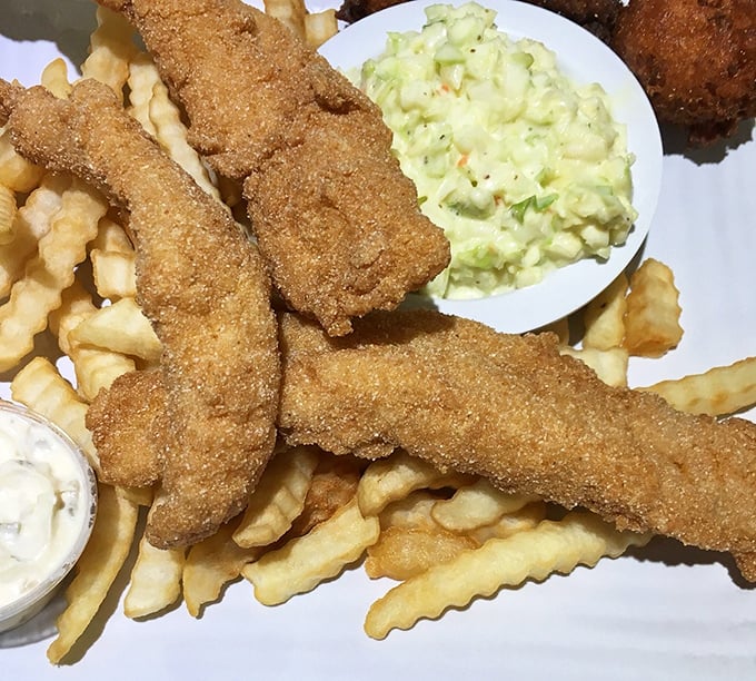 Golden-fried fish that makes you understand why people write songs about Southern cooking. Crispy exterior, flaky interior—textbook perfection.