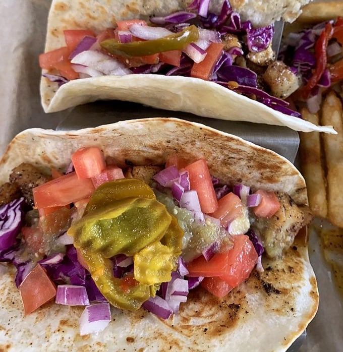 Fish tacos that bring the beach to your table, with colors as vibrant as a Florida sunset.