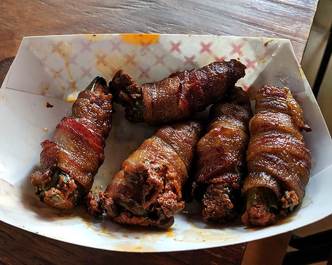 Bacon-wrapped jalapeño poppers that deliver that perfect one-two punch: smoky-crisp exterior giving way to a creamy, spicy interior. Resistance is futile.