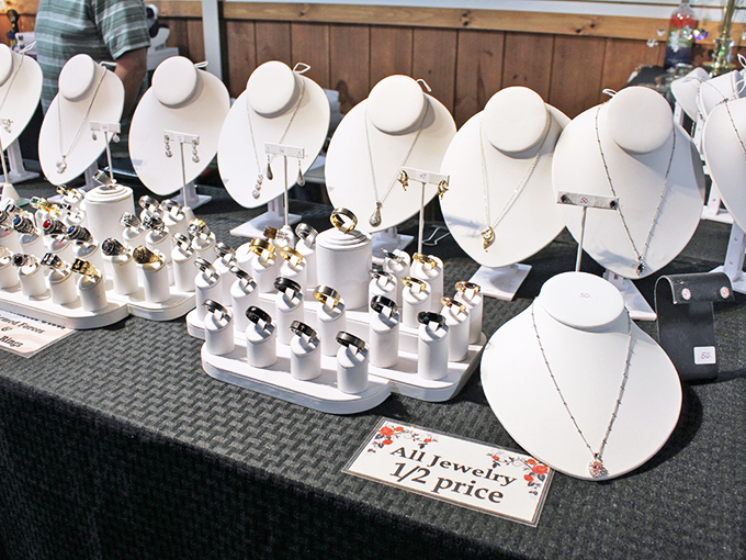 Jewelry that whispers tales from another era. Half-price sparkle with full-price charm – no algorithm can replicate this shopping experience.