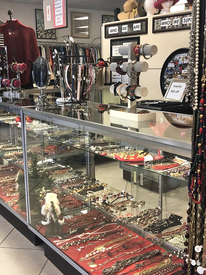 The jewelry counter – where Naples' finest castoffs become your newest conversation pieces. That necklace has stories to tell, if only it could talk.
