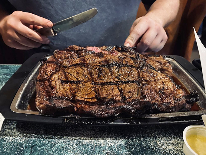 When your steak requires its own zip code, you know you're at Scioto Ribber. This masterpiece of marbling demands respect, patience, and possibly an extra notch in your belt.