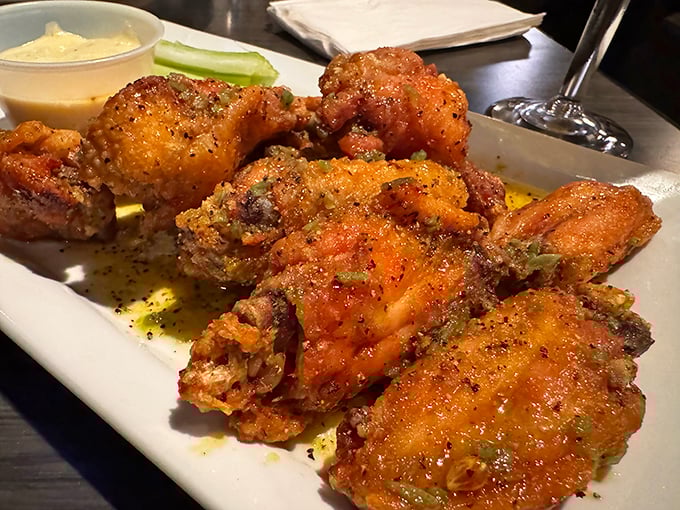 Crispy on the outside, juicy on the inside—these lemon pepper wings prove Benny's talents extend well beyond seafood. Monday wing specials are worth marking your calendar.