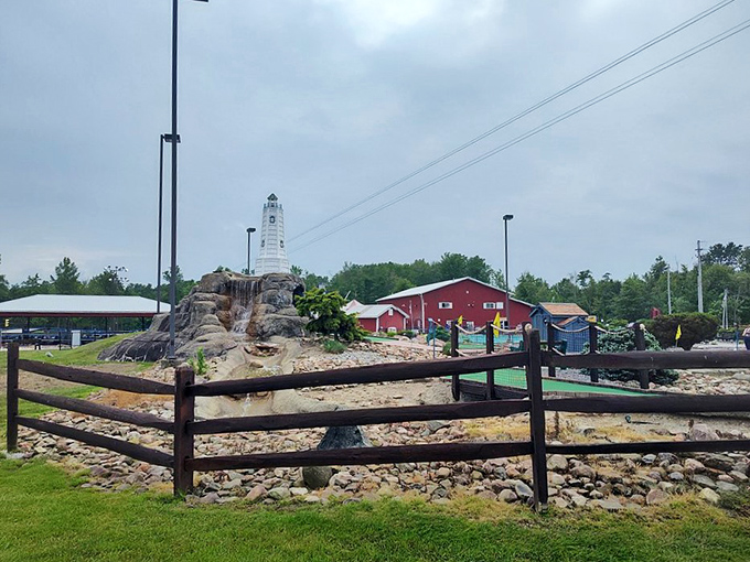 The lighthouse hole stands as mini-golf's Everest—where grandparents routinely hustle grandchildren out of ice cream money with well-practiced "lucky" shots.