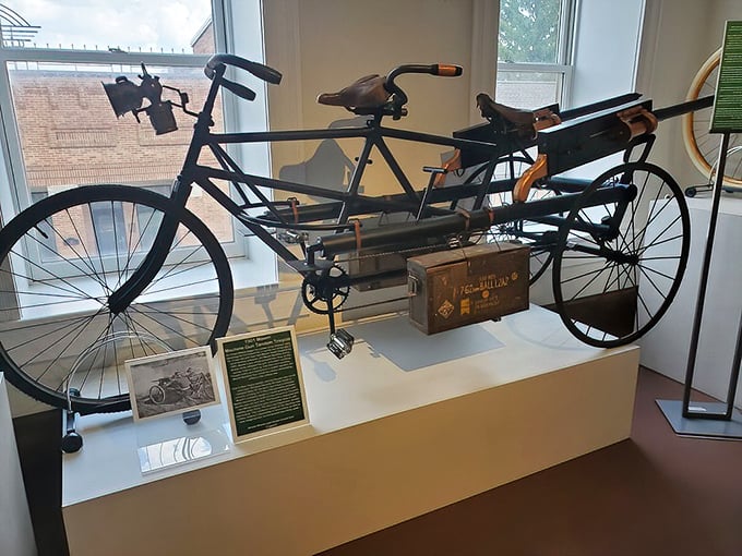 This military tandem tricycle wasn't built for romantic rides. More for delivering messages and supplies while dodging bullets—date night in wartime.
