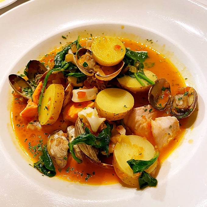 Mediterranean Fish Stew that would make Neptune himself request seconds – a brothy treasure chest of seafood and potatoes.